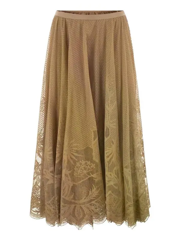 Fabiana Filippi Floral Lace Midi Skirt - Neutrals