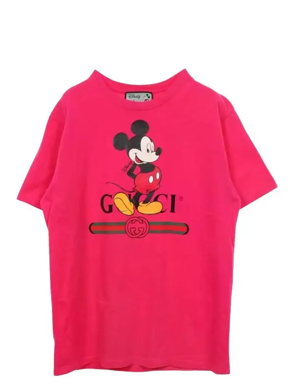 Gucci X Disney 2010s Mickey Mouse Logo-print T-shirt - Pink