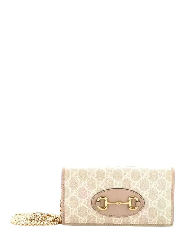 Gucci Horsebit 1955 Chain Wallet Gg Coated Canvas Crossbody Bag - Neutrals