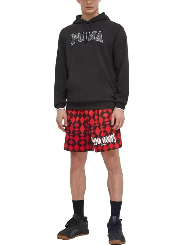 PUMA Hoops Diamond-print Track Shorts - Red