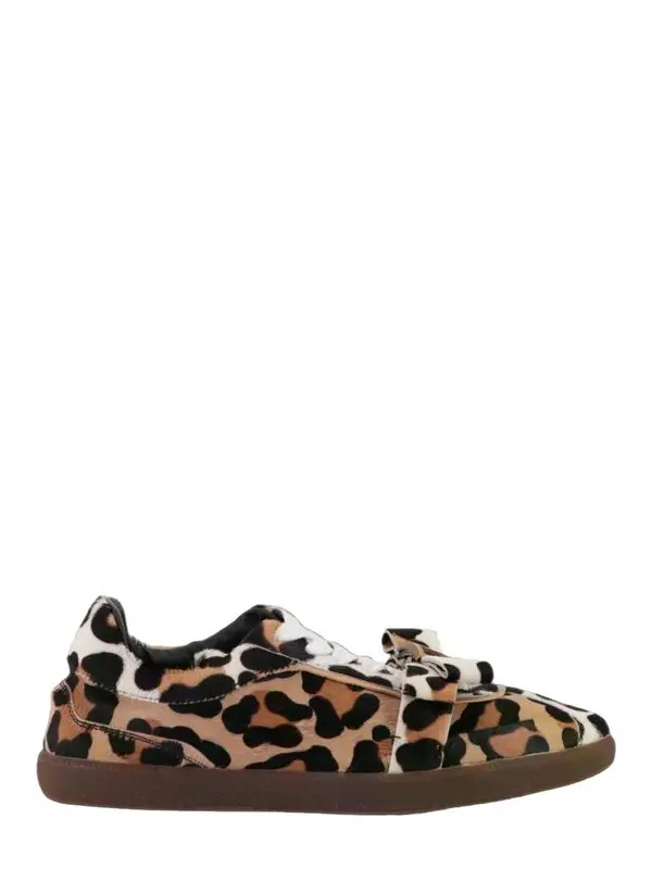 TOD'S Leopard-print Pony Hair Sneakers With Bow Detailing - Neutrals