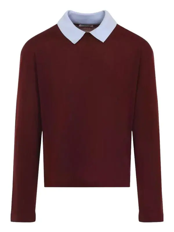 JIL SANDER Contrast-collar Polo Shirt - Red