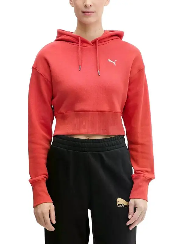PUMA Embroidered Cropped Hoodie - Red