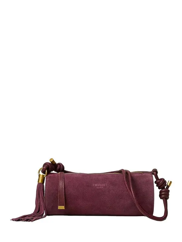TWINSET Suede Cylinder Bag With Tassel Accent - Red