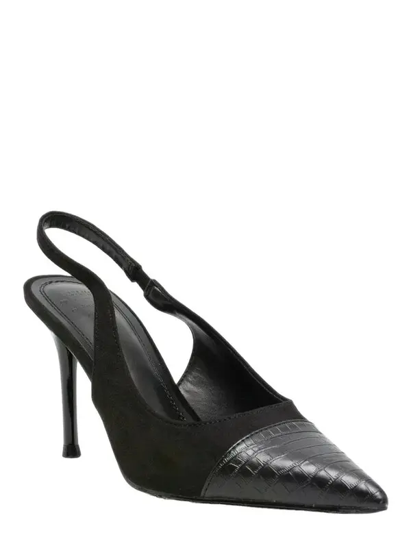 TWENTY FOURHAITCH Varne Croc-effect Pointed-toe Slingback Pumps - Black