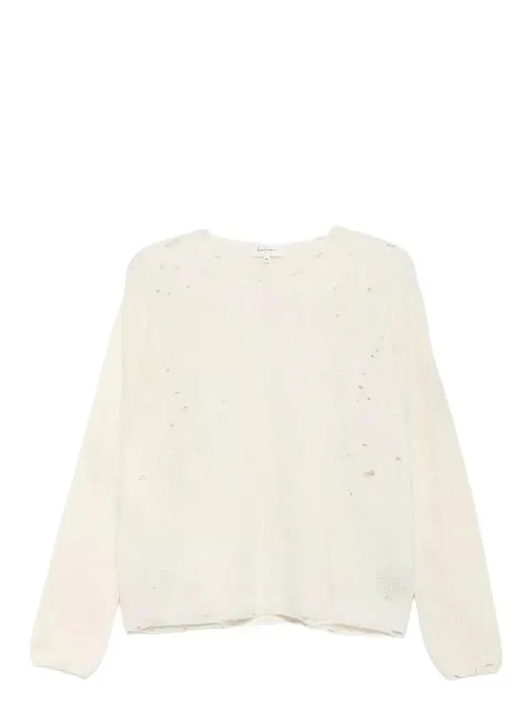 SECOND / LAYER Distressed Waffle-knit Sweater - Neutrals