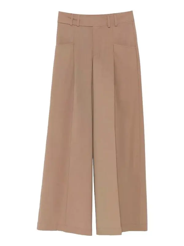 Closed Pleated Wide-leg Trousers - Neutrals
