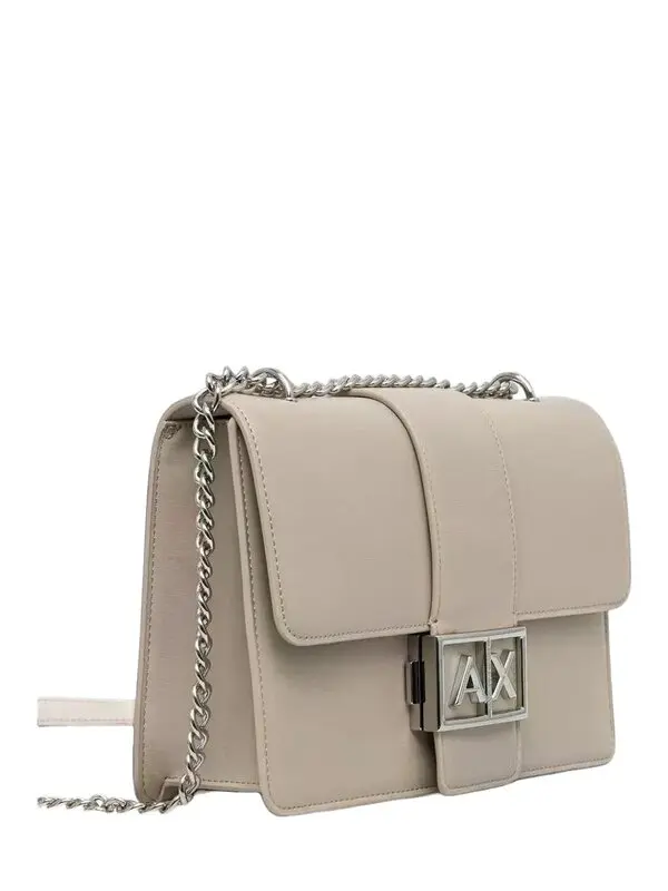 Armani Exchange Logo Plaque Chain Strap Crossbody Bag - White