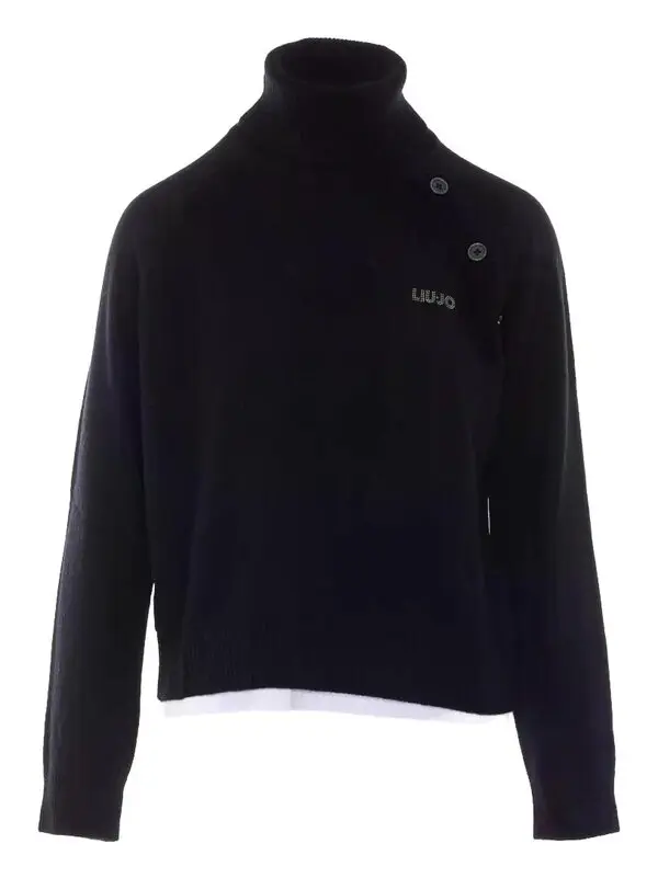 Liu Jo Button-detail Roll-neck Sweater - Black