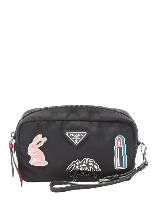 Prada Tessuto Enamel Pouch - Black