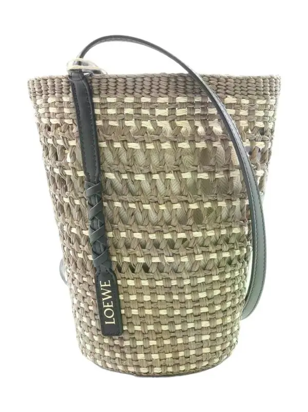 Loewe Braided Raffia Shoulder Bag - Green
