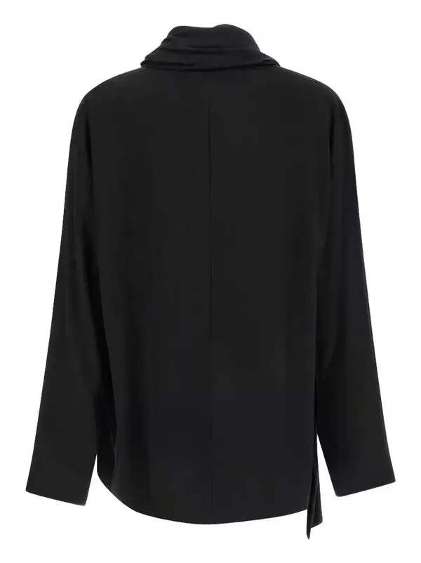 NUDE Draped Panel Asymmetrical Blouse - Black