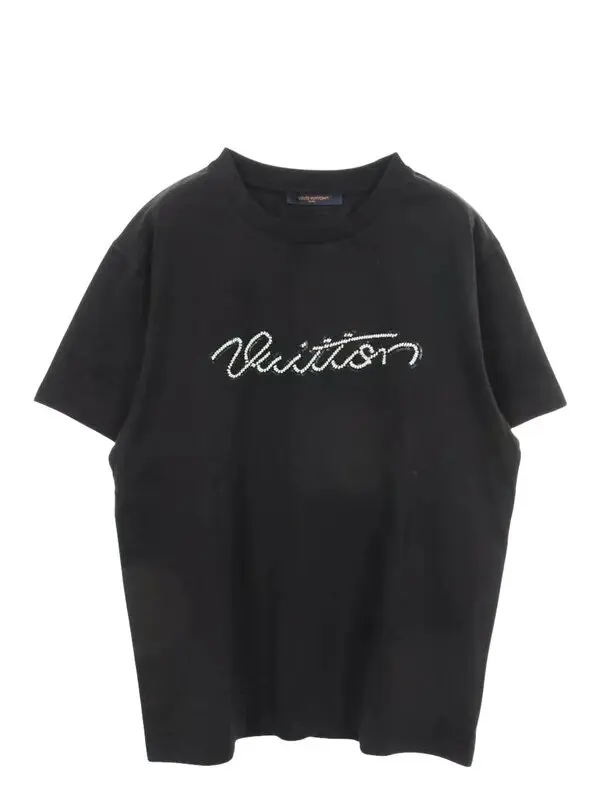 LOUIS VUITTON 2000s Embellished Signature T-shirt - Black