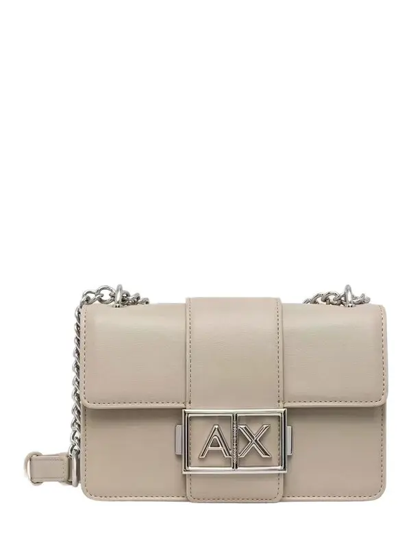 Armani Exchange Chain-link Crossbody Bag With Logo Plaque - White