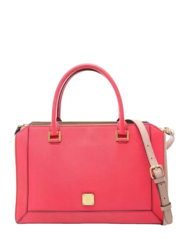 Mcm Leather Tote Bag - Pink