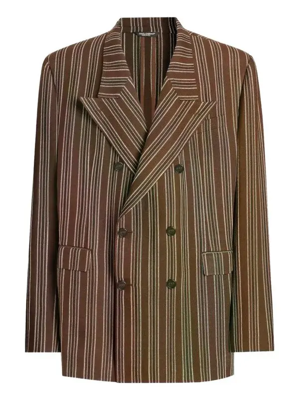 Dolce & Gabbana Striped Double-breasted Blazer - Brown