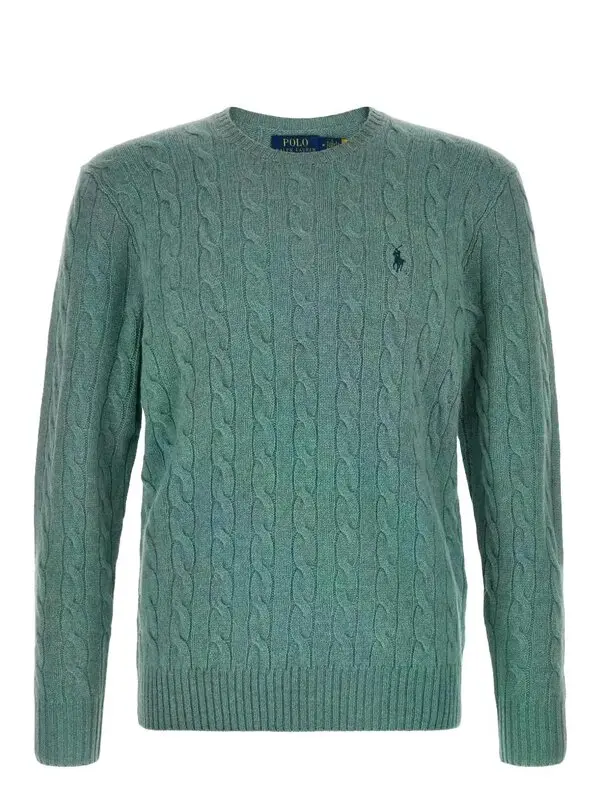 Polo Ralph Lauren Cable-knit Embroidered Pony Crewneck Sweater - Green