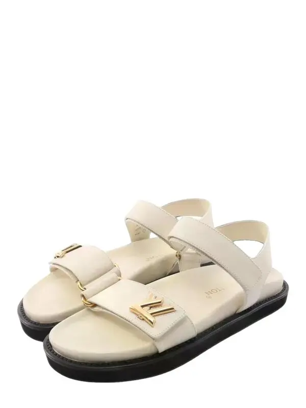 LOUIS VUITTON Leather Flat Sandals - White