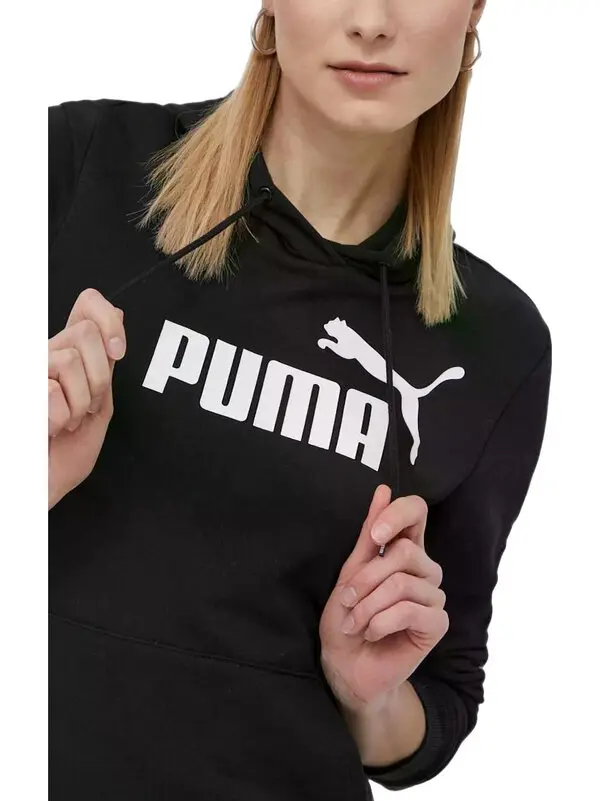 PUMA Logo Print Pouch-pocket Hoodie - Black