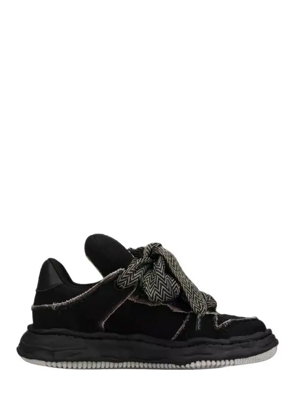 Mihara Yasuhiro Wayne Puffer Og Sole Patterned Lace Canvas Low-top Sneakers - Black