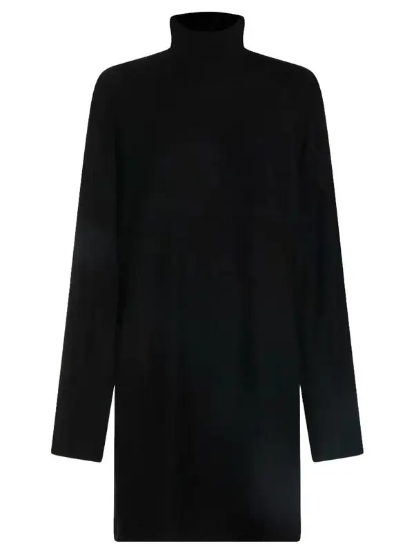 THOM KROM High-neck Long-sleeve Knitted Mini Dress - Black
