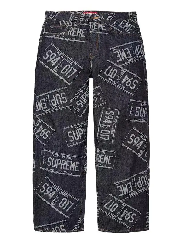 Supreme License Plate Baggy Jeans - Blue