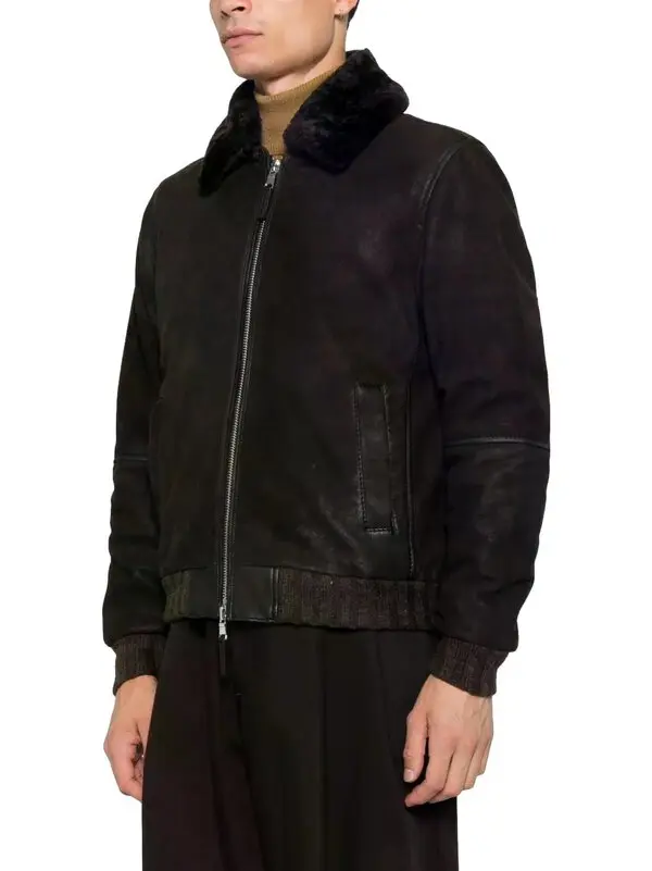 THE JACKIE LEATHERS Zip-up Jacket With Fur Collar - Black
