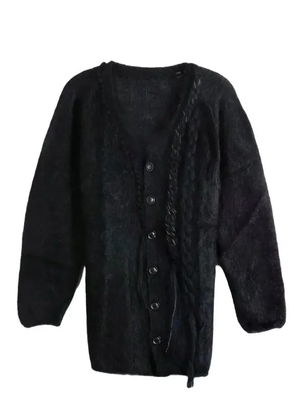 Y’s Cable-knit Cardigan With V-neck - Black