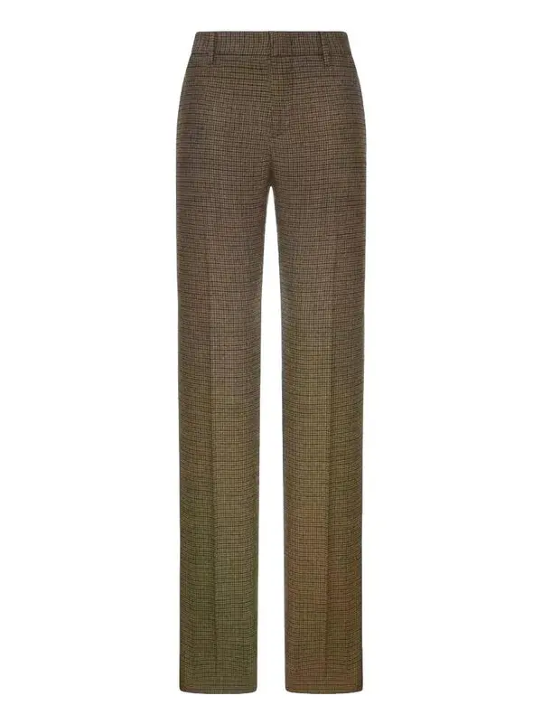Etro Check Pattern Wool Trousers - Brown
