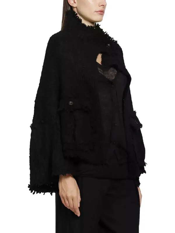 YEHUAFAN Bouclé-knit Cardigan - Black