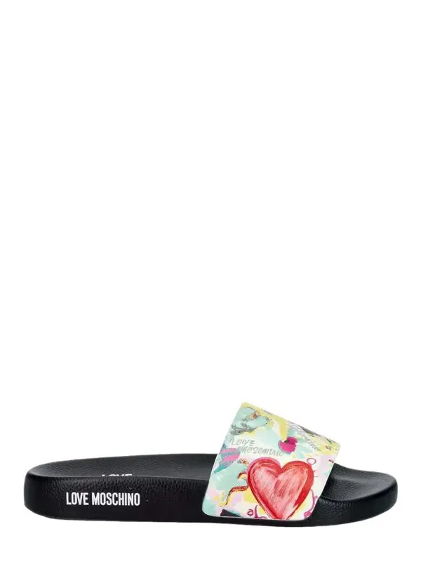 Moschino Heart-print Logo Slides - Neutrals