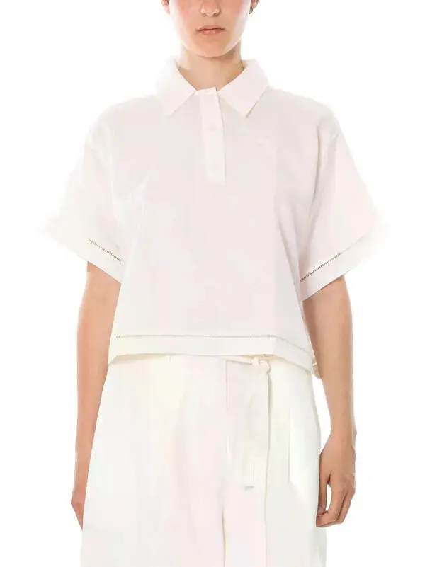 Lacoste Cropped Ladder-stitch Shirt - White