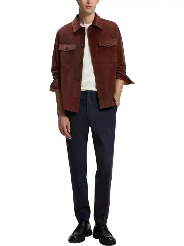 BOSS Relaxed-fit Blazer In Micro-pattern Stretch Cotton - Brown