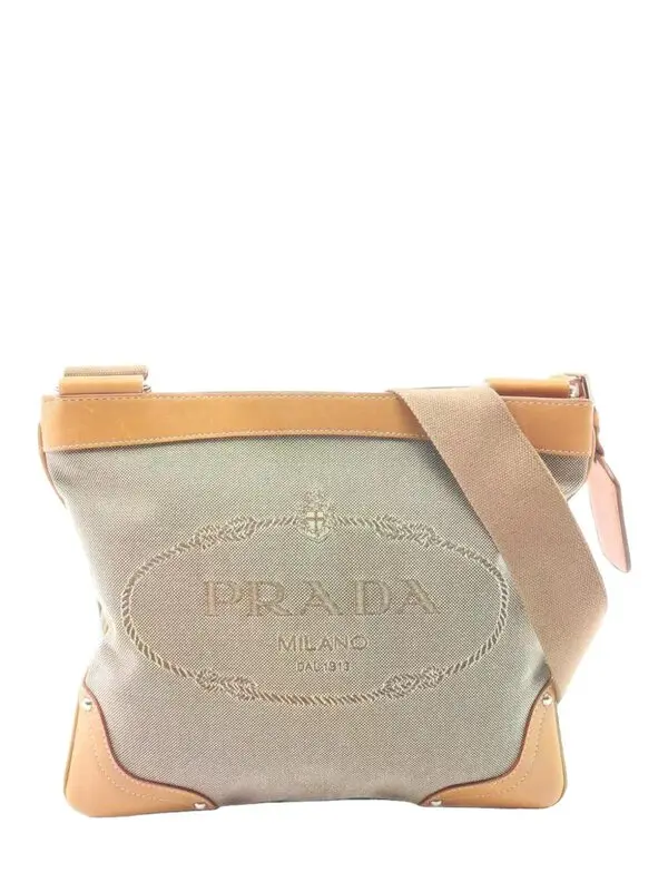 Prada 2000s Logo-jacquard Shoulder Bag - Neutrals