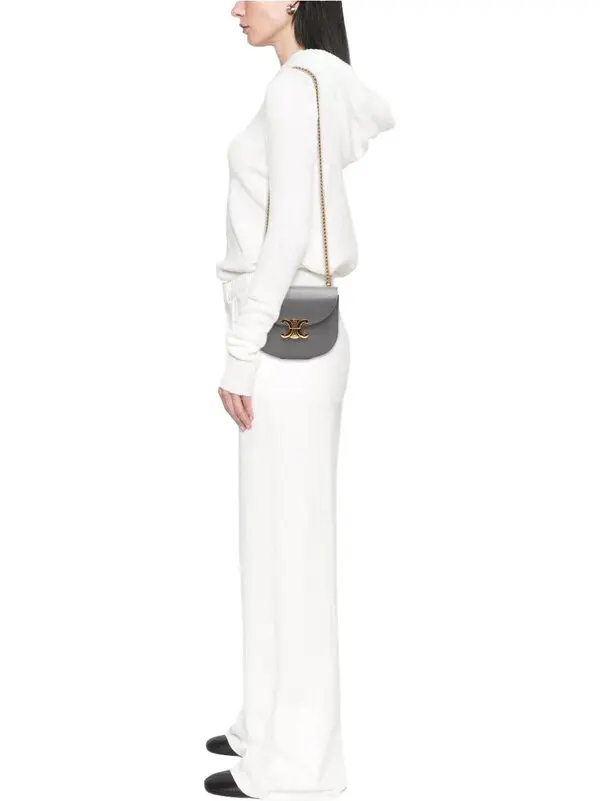 Celine Triomphe Besace Clea Chain Crossbody Bag - Grey