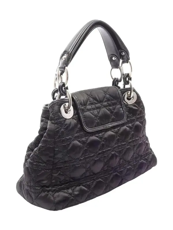 Dior Medium Satin Cannage Charming Lock Tote Bag - Black