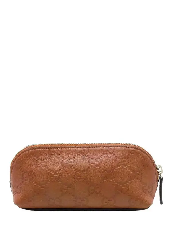 Gucci Embossed Leather Pouch - Brown