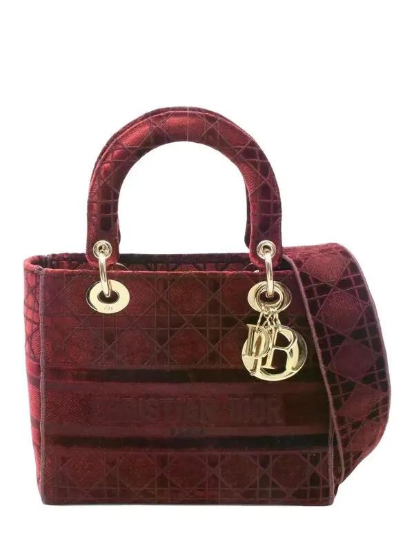 Dior 2010s Medium Lady D-lite Two-way Handbag - Red