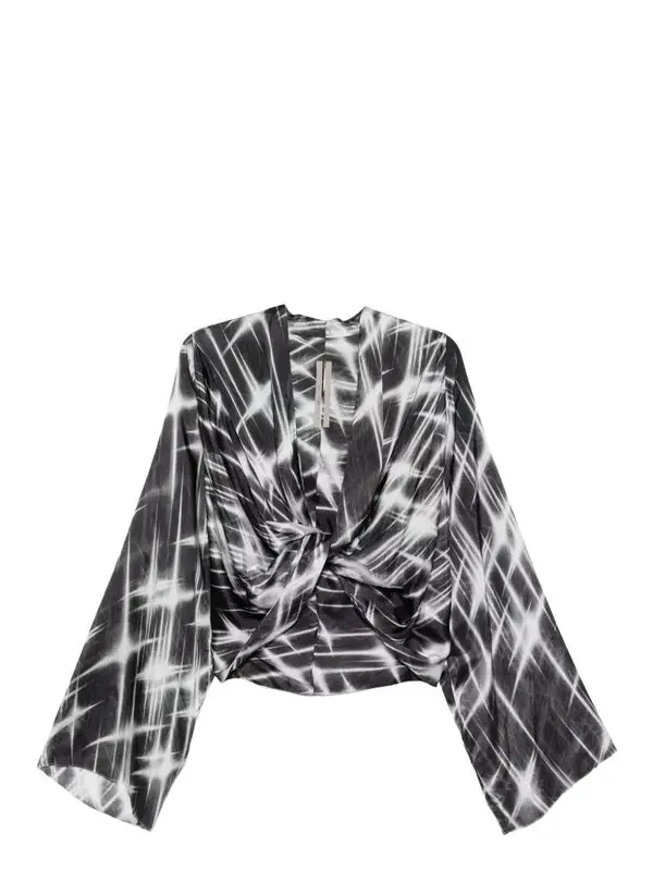 Rick Owens Abstract Print Knotted Top - Black
