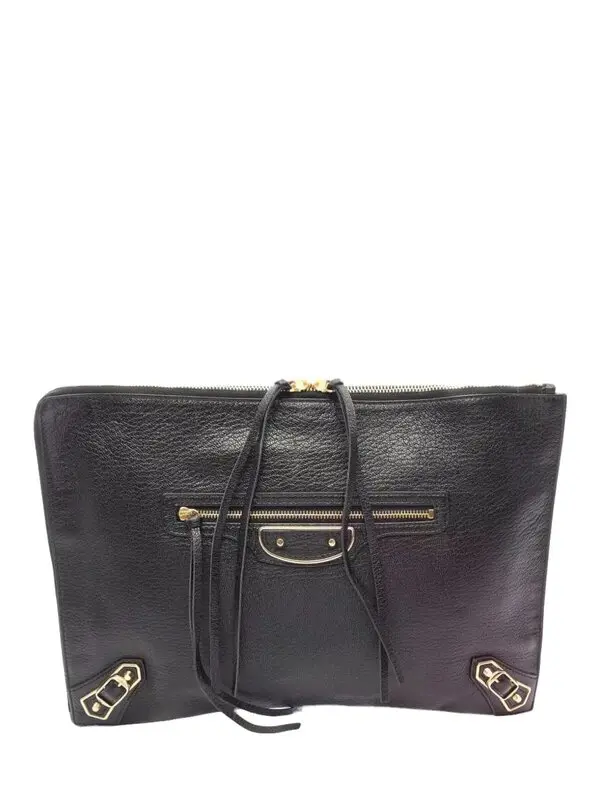 Balenciaga 2010s Metallic Edge Clutch Bag - Black