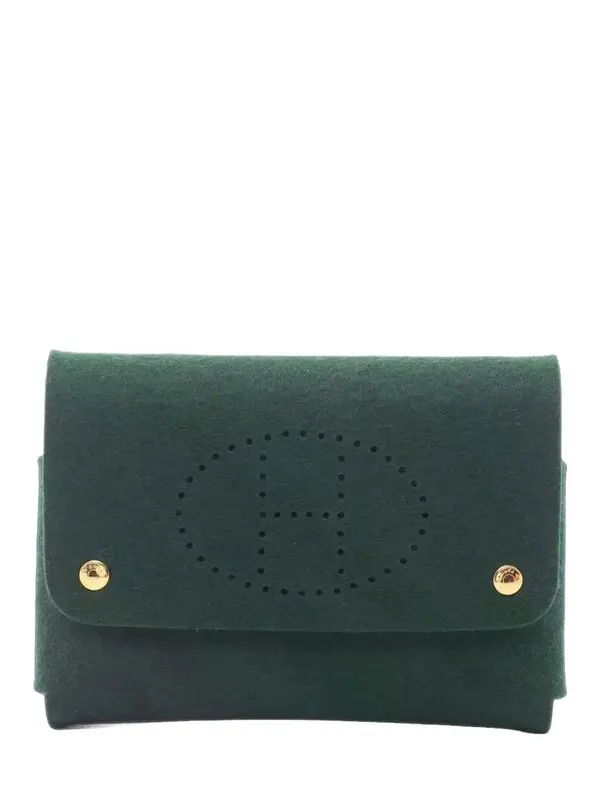Hermès Felt Pouch With Perforated H Logo - Green
