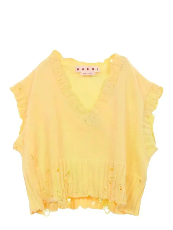 Marni Distressed Knit Vest - Yellow
