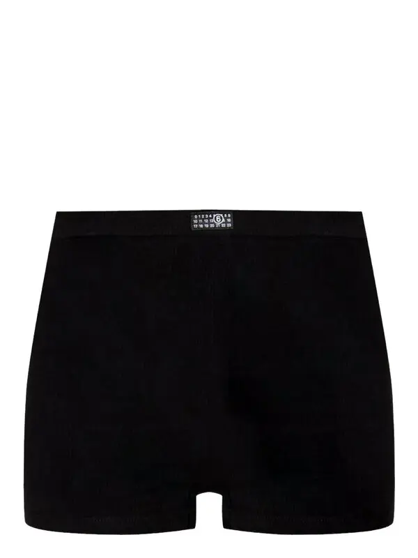 MAISON MARGIELA Ribbed-knit Logo-patch Shorts - Black
