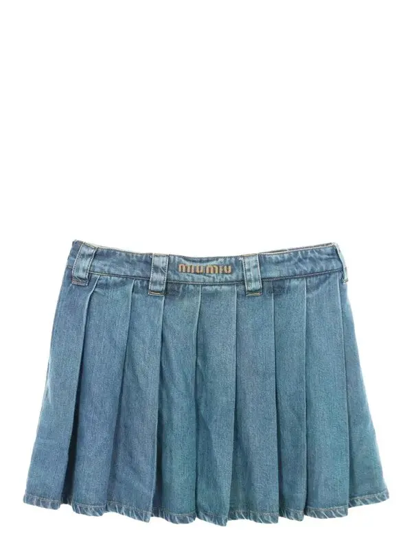 Miu Miu Pleated Denim Mini Skirt - Blue