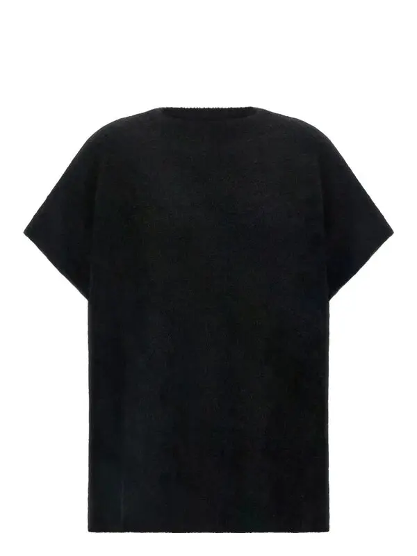 NUDE Brushed Alpaca-blend Short-sleeve Sweater - Black