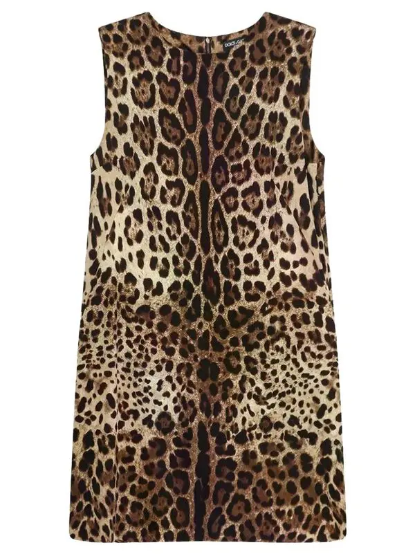 Dolce & Gabbana Leopard Print Sleeveless Dress - Neutrals