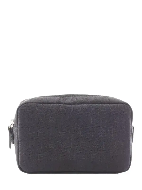 BVLGARI Logomania Pattern Zip-fastening Pouch Bag - Black