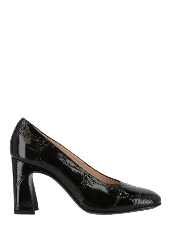 TOD'S Crinkled-effect Leather Block Heel Pumps - Black