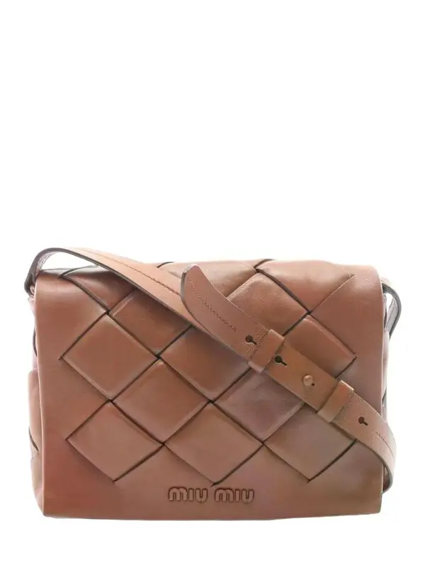 Miu Miu Woven Leather Crossbody Bag - Brown