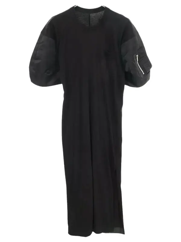 Sacai Color-block Short Sleeve Midi Dress - Black